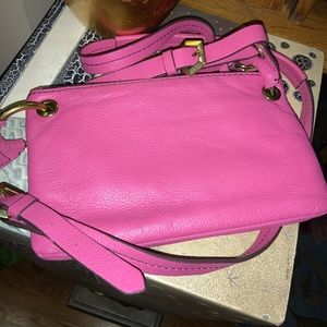 Bags | Handbag Cross Body Zip Close Pink Leather L1 | Poshmark